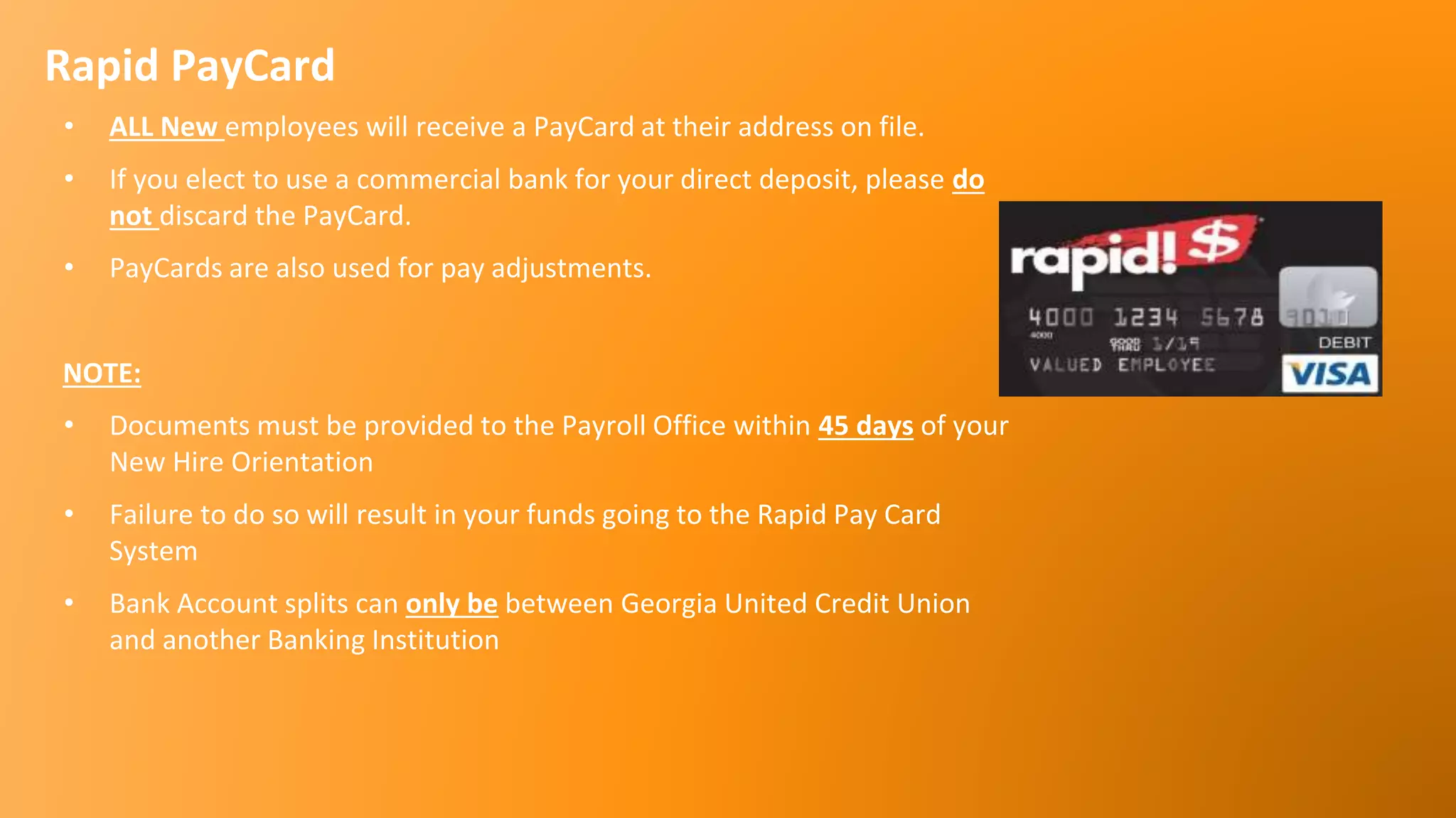 Rapid Pay Card Direct Deposit Time