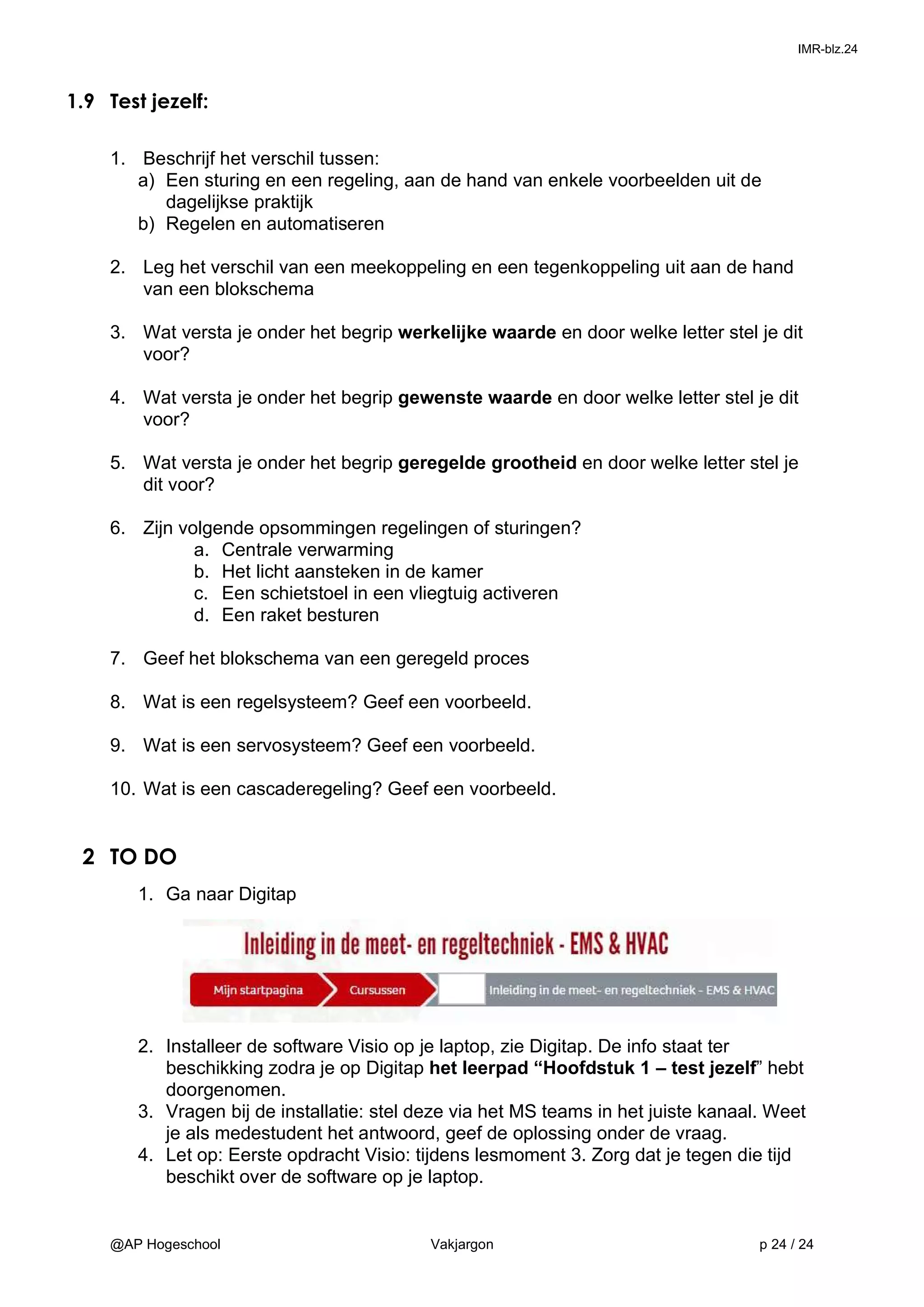 Inleiding in de meet-en regeltechniek: impressie | PDF