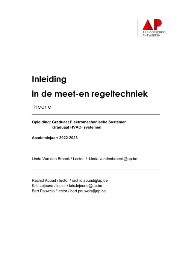 Inleiding in de meet-en regeltechniek: impressie | PDF | Physics | Science