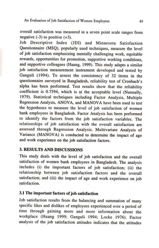 An Evaluation of Job Satisfaction of Women Employees in Commercial ...