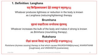 Charaka Samhita Sutra Sthana Chapter 22: Langhanabrumhaniya | PPTX