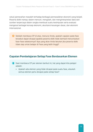 Capaian Pembelajaran Mapel Ekonomi Fase E & F kurukulum merdeka | PDF