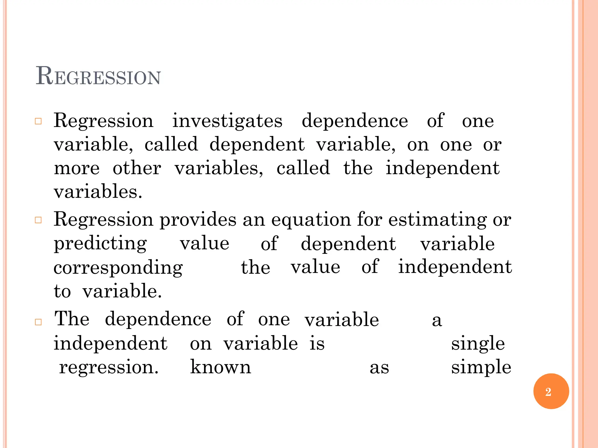 .Regression in inferential statistics ppt for presentation | PPT