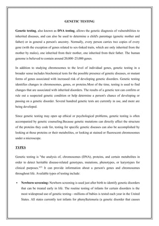 Genetic testing ,diagnostic testing , procedures | PDF