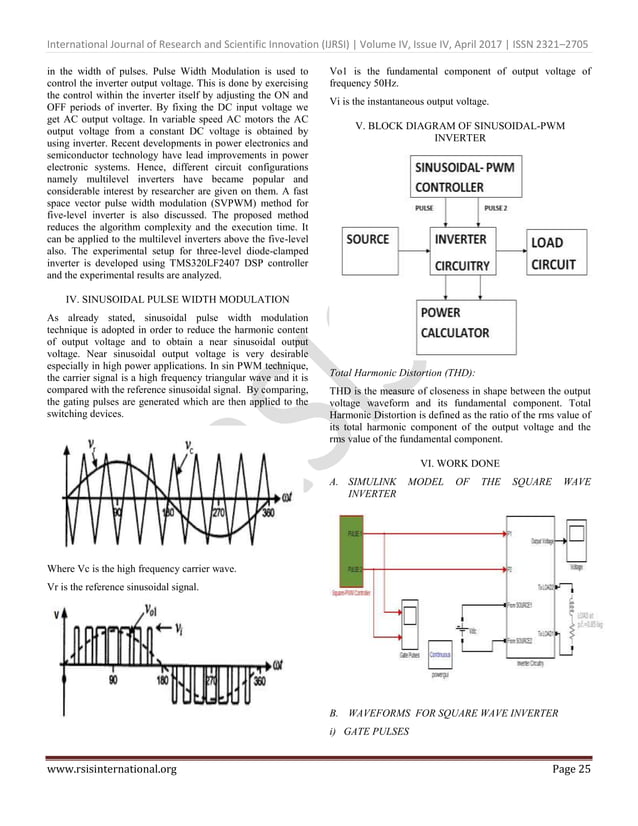 Study of Different Types of Inverters and FFT Analysis of Output of SPWM Inverter with Change in ...