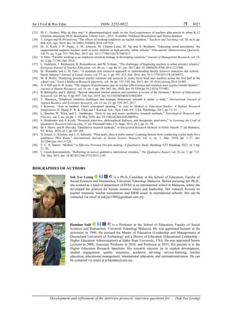 Development and refinement of the interview protocol: interview ...
