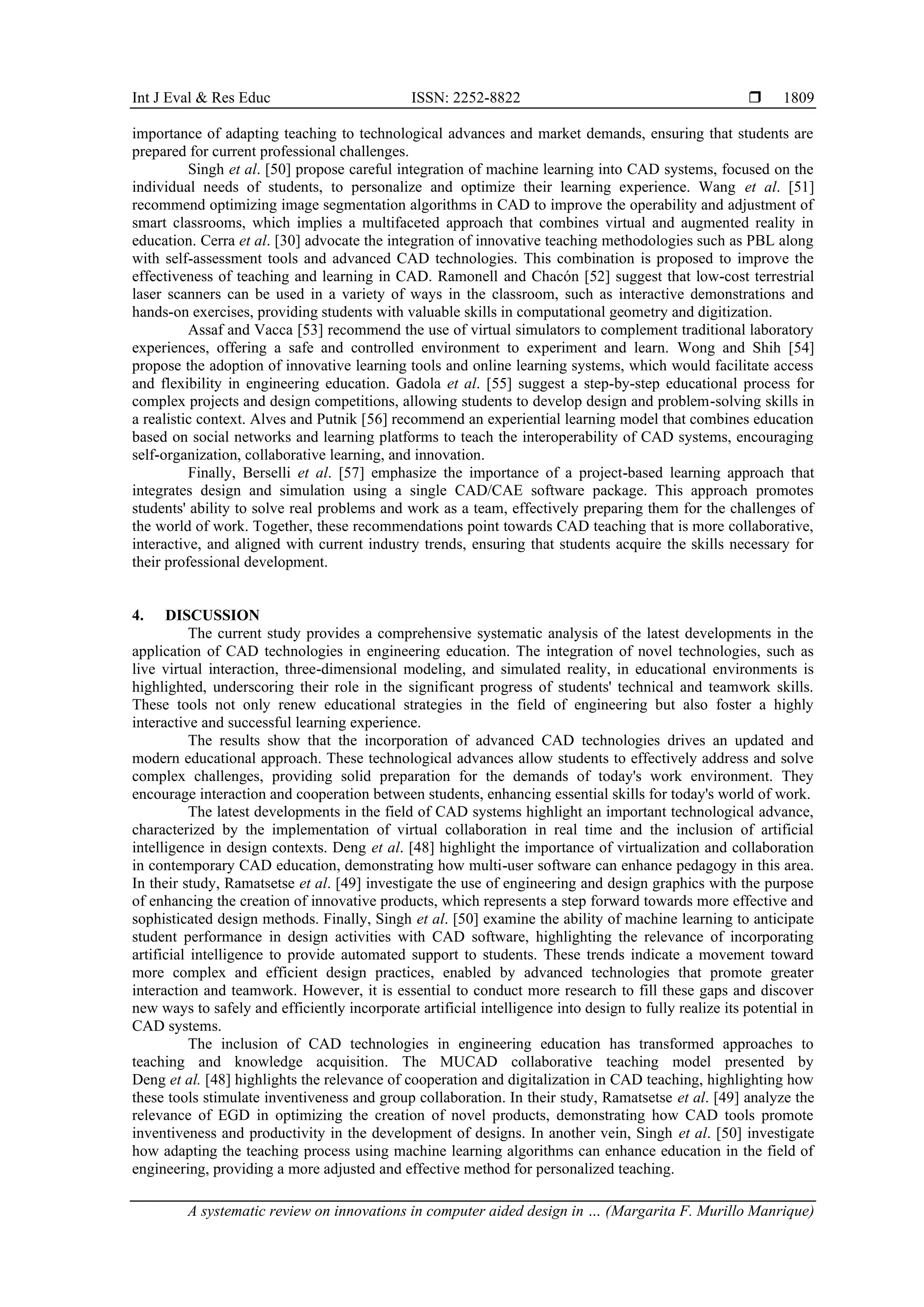 A systematic review on innovations in computer aided design in engineering education | PDF