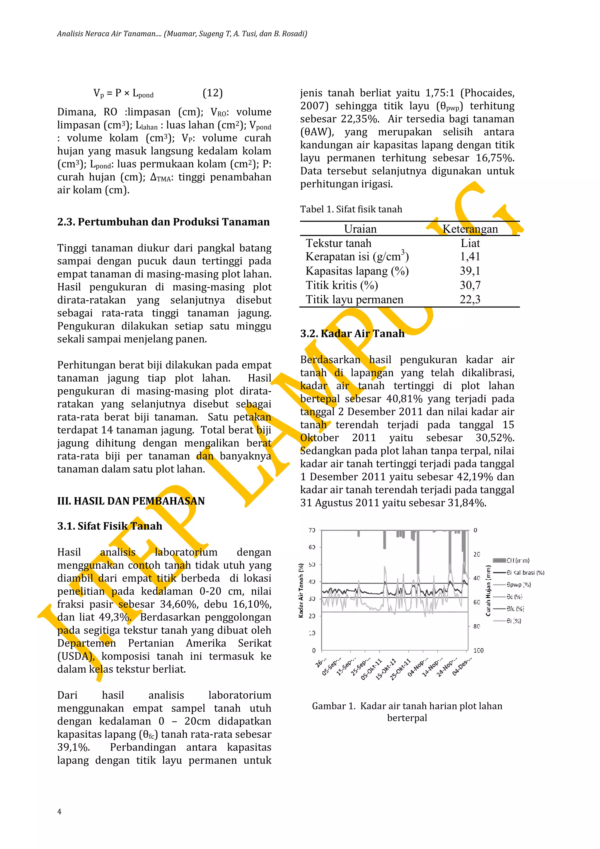jurnal nasional tentang kebutuhan air tanaman | PDF