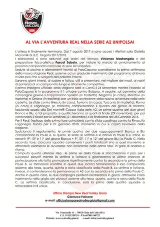 al via l avventura real nella serie a2 unipolsai | PDF