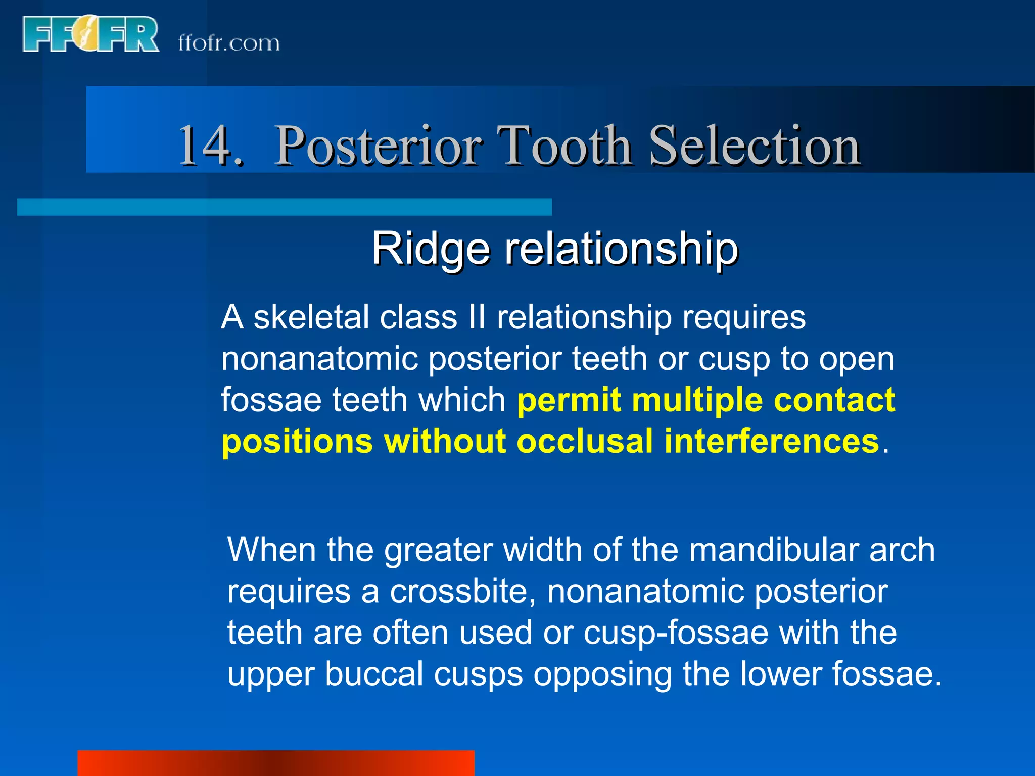 22.criteria for posterior tooth selection | PPT