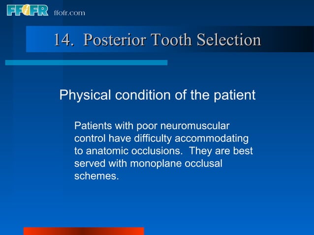 22.criteria for posterior tooth selection | PPT
