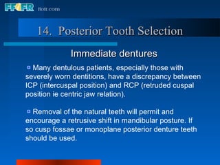 22.criteria for posterior tooth selection | PPT