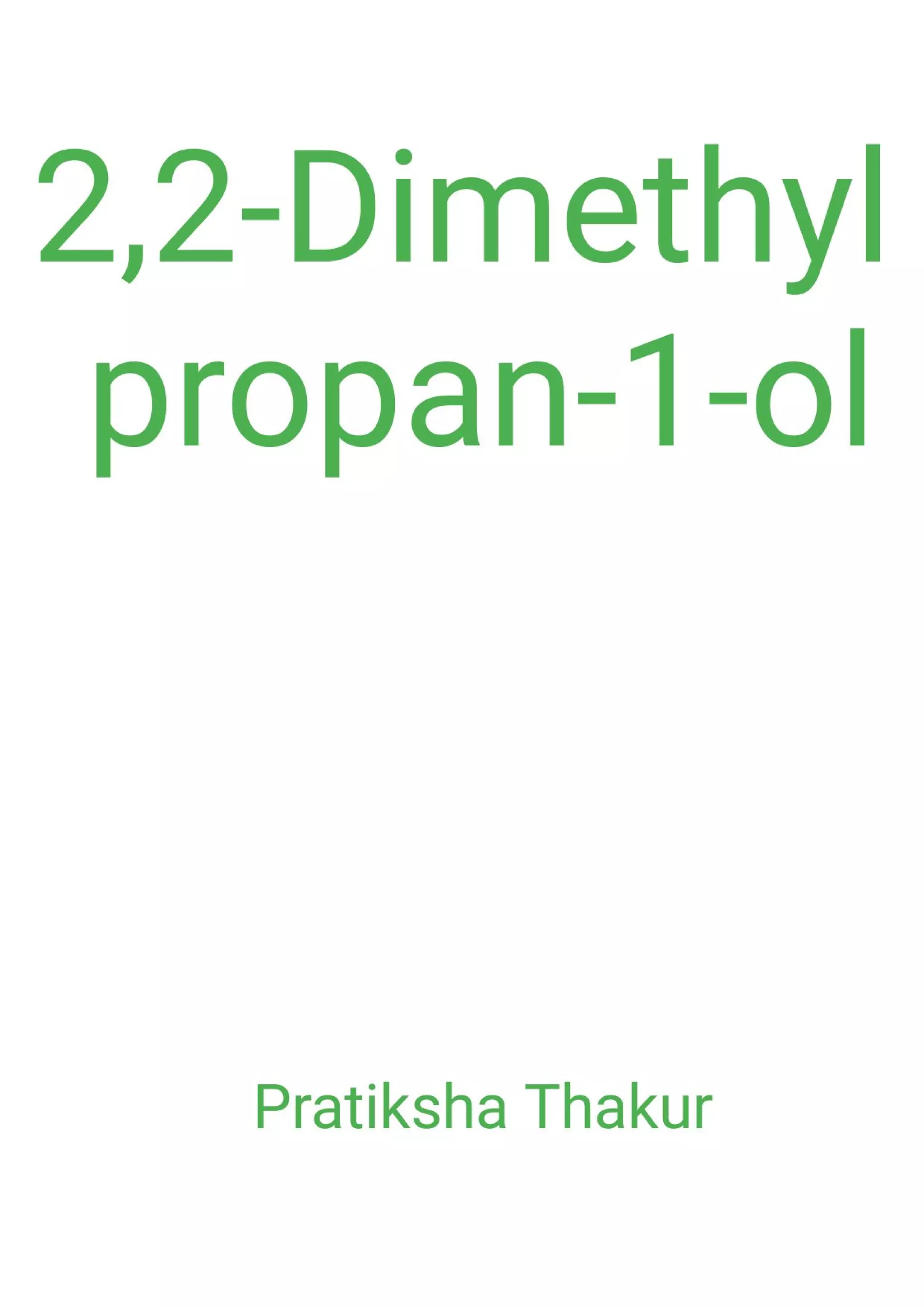 2,2-Dimethyl propan-1-ol | PDF