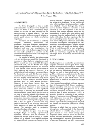 Electronic Head Lamp Glare Management System for Automobile ...