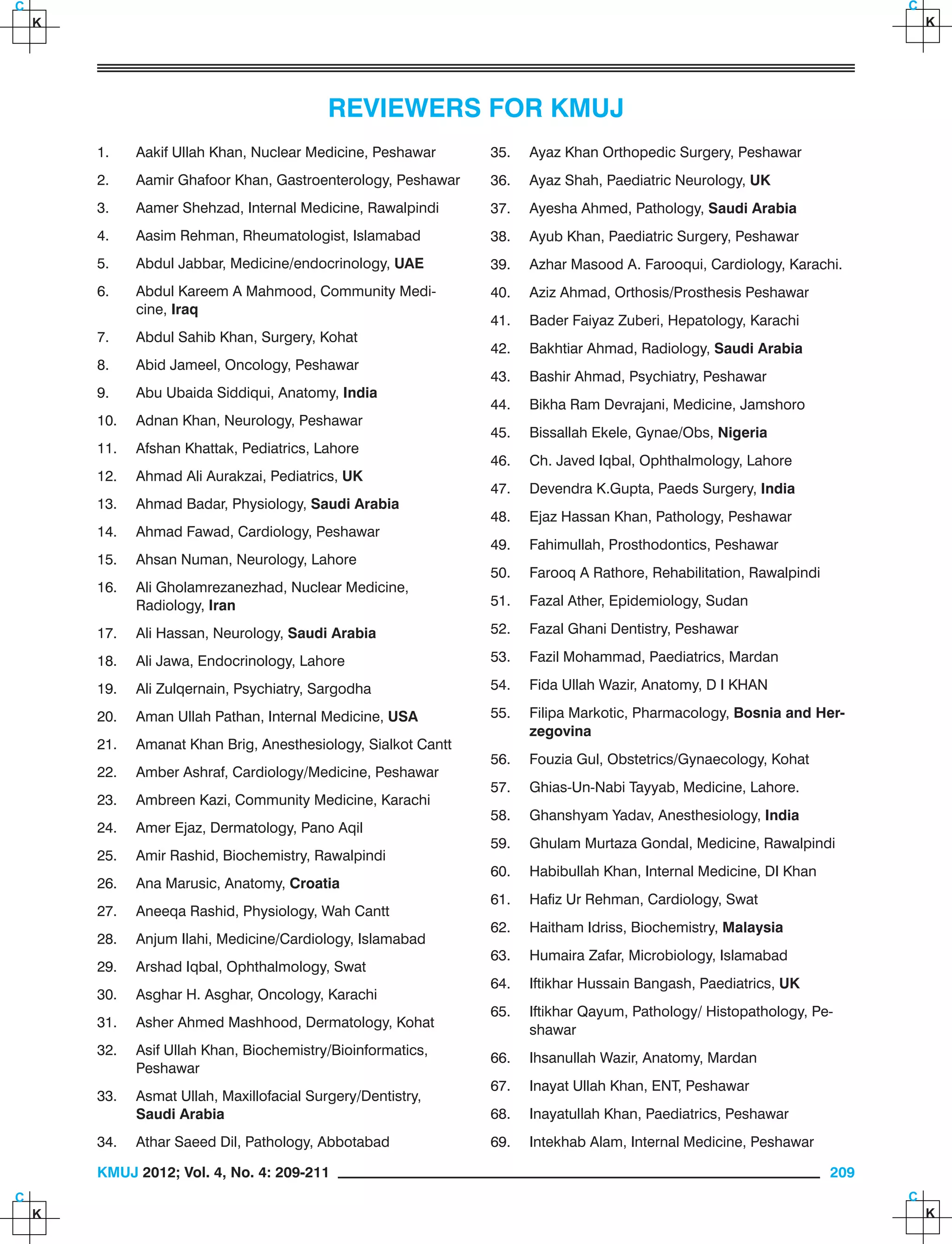 KMUJ 2012 reviewers No 114 | PDF