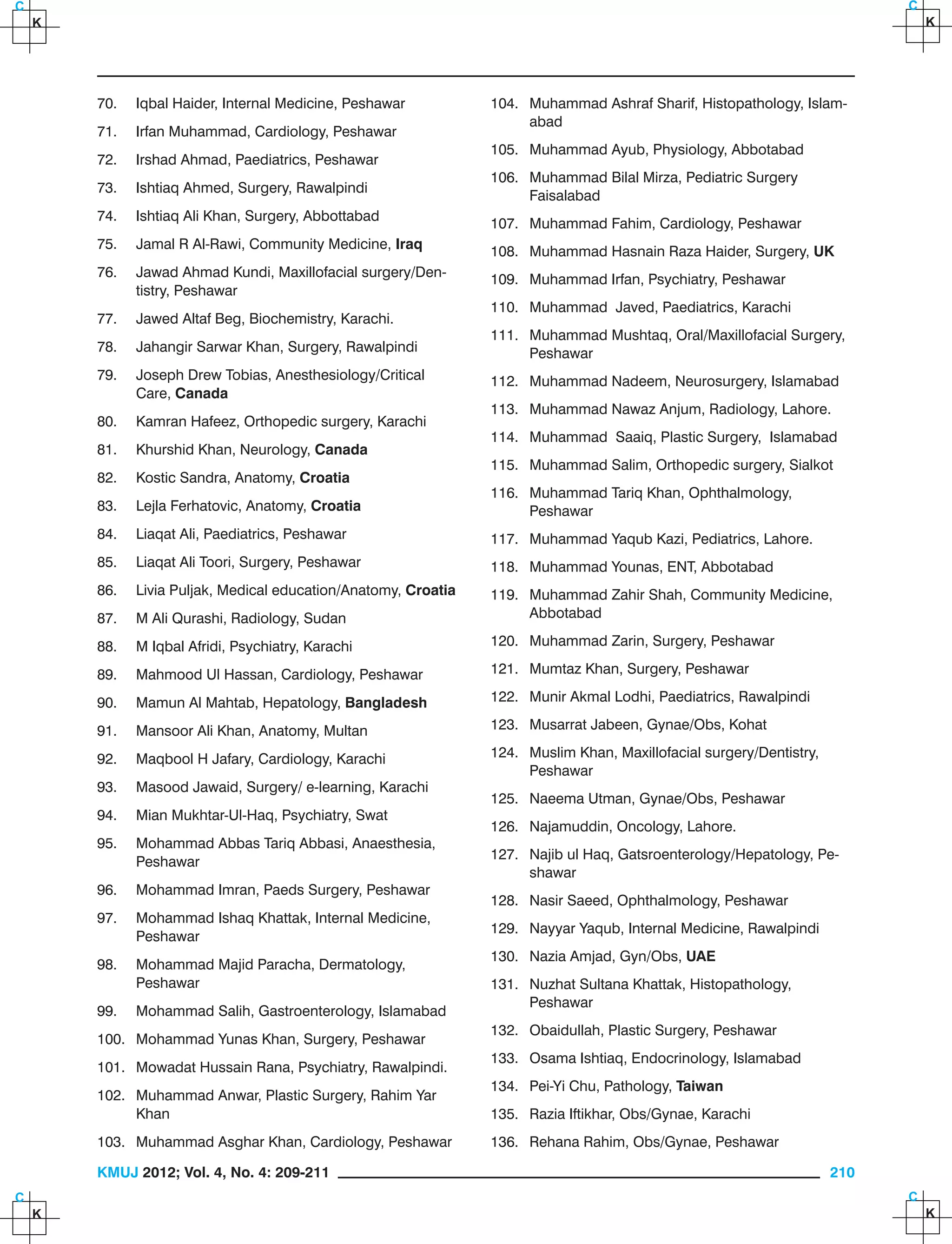 KMUJ 2012 reviewers No 114 | PDF