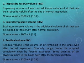 Lung volume and capacity - Physiology for dental students | PDF