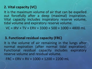 Lung volume and capacity - Physiology for dental students | PDF