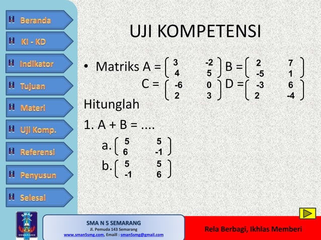 penjumlahan matriks | PPTX