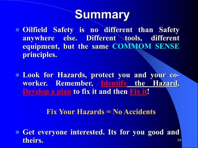 Oil Field Safety.ppt Oil Field Safety Oil Field Safety | PPT | Indoor ...