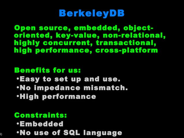 Introduction to persistency and Berkeley DB | PPT