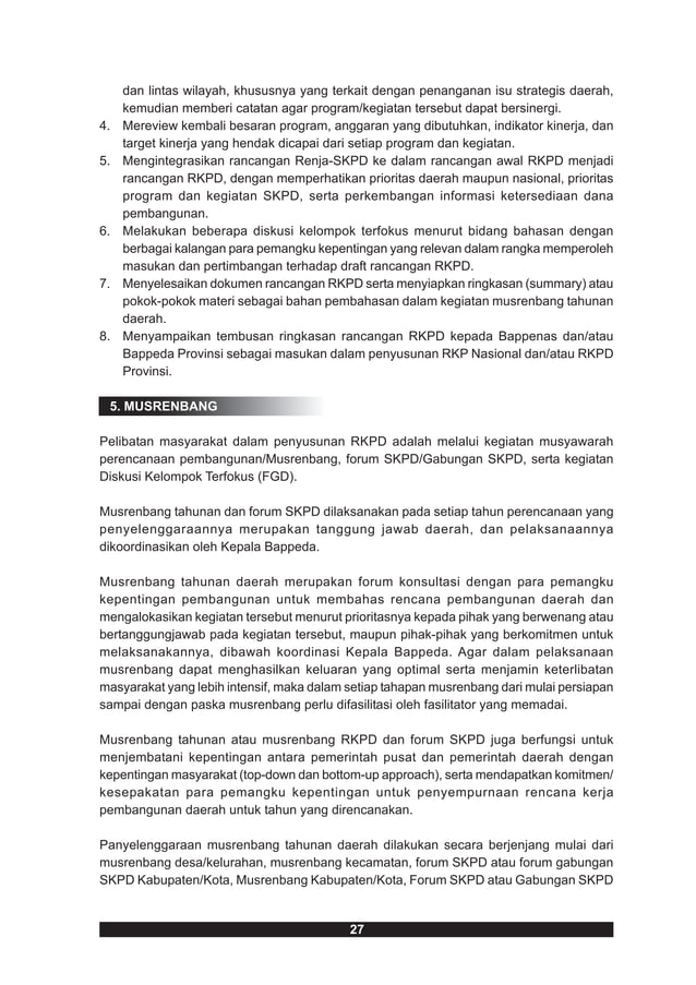 Pedoman Penyusunan Rencana Kerja Pembangunan Daerah (RKPD) | PDF