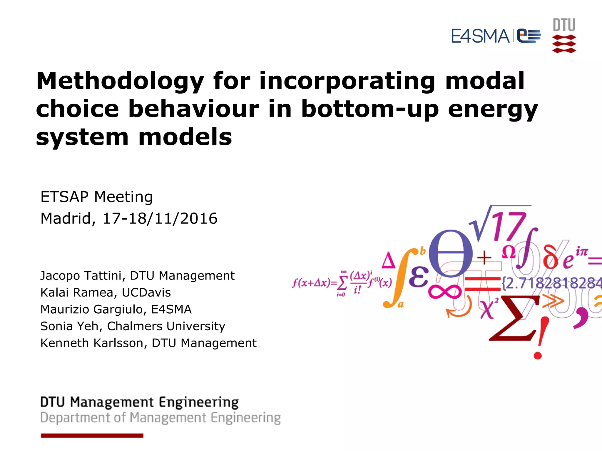 Methodology for incorporating modal choice behaviour in bottom-up energy system models | PDF
