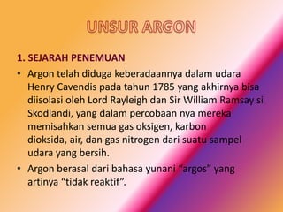 unsur argon di alam. | PPTX
