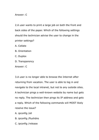 CompTIA A+ 220-1001 Questions and Answers | PDF