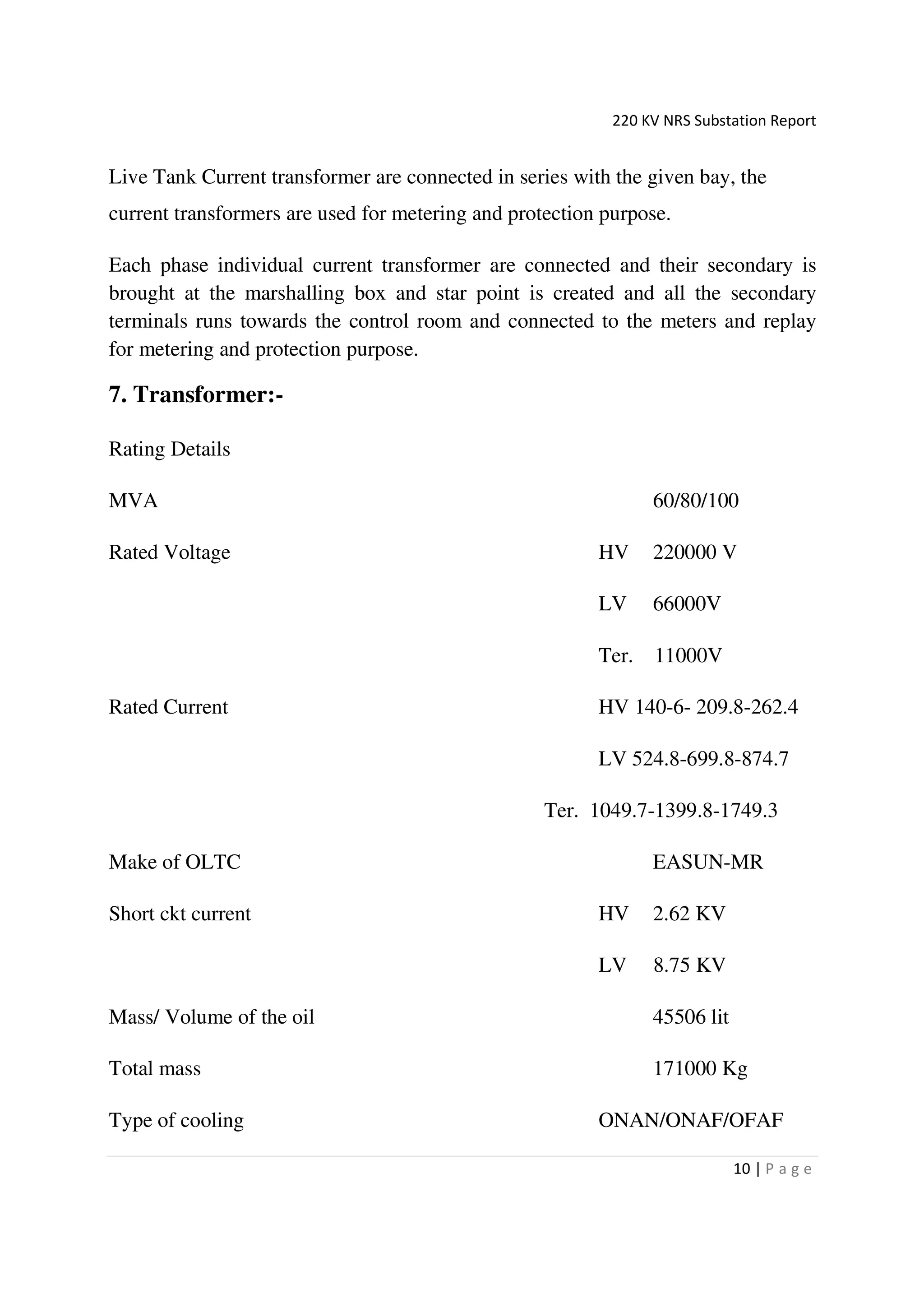 220 66 kv nrs sub report | PDF