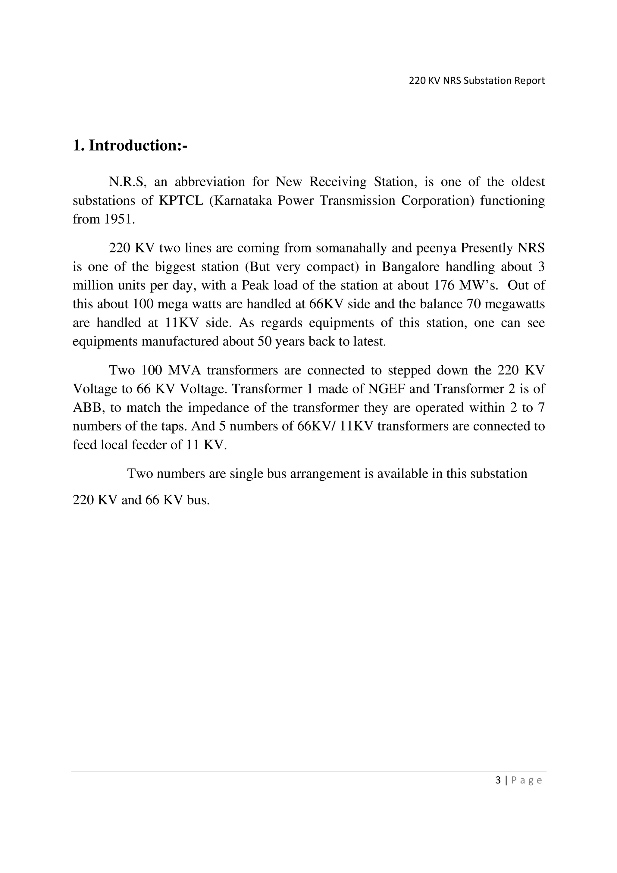 220 66 kv nrs sub report | PDF