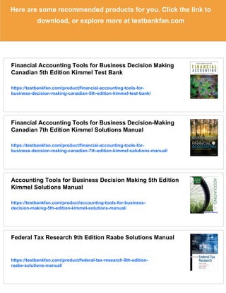 Financial Accounting Tools for Business Decision Making Canadian 5th ...