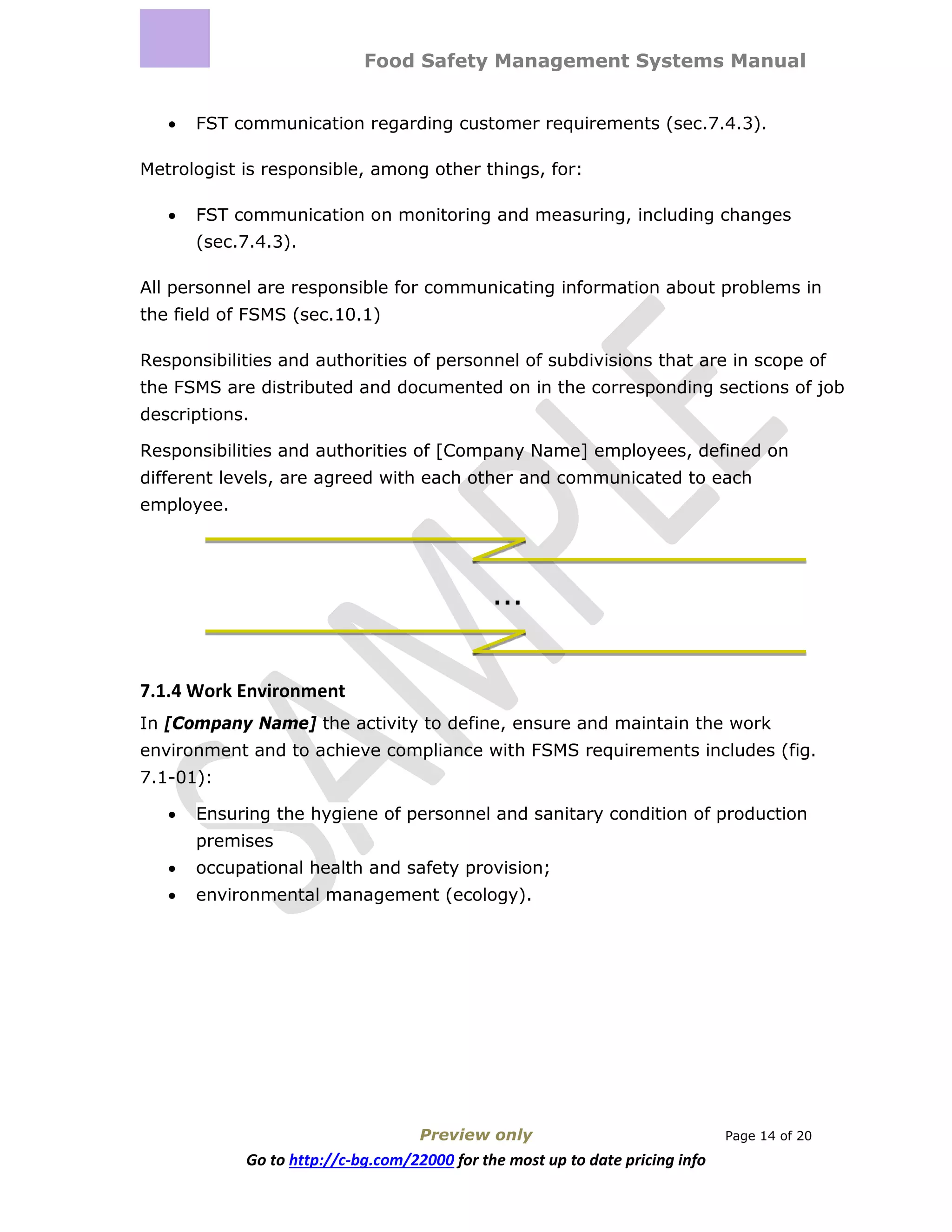 ISO 22000:2018 FSMS manual template (preview) | PDF