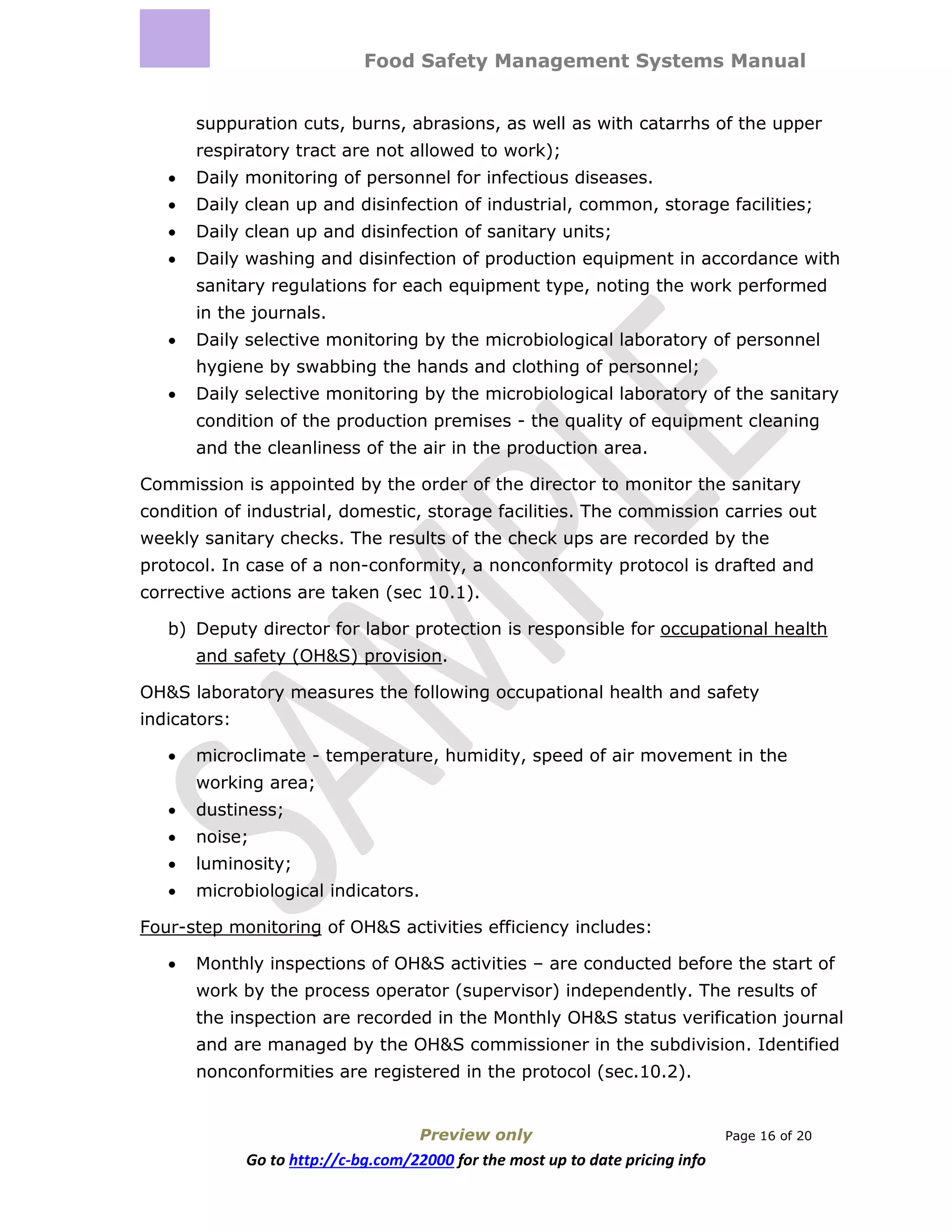 ISO 22000:2018 FSMS manual template (preview) | PDF