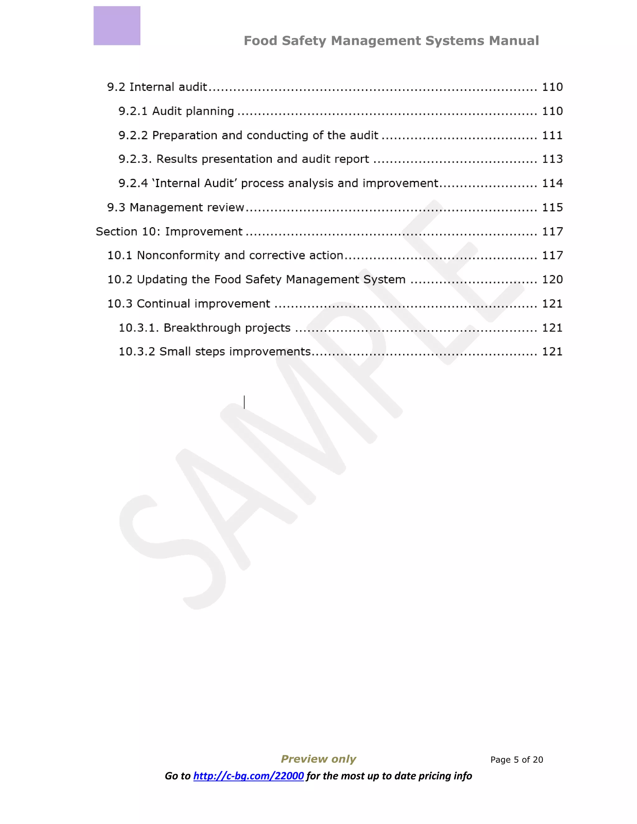 ISO 22000:2018 FSMS manual template (preview) | PDF