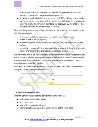 ISO 22000:2018 FSMS manual template (preview) | PDF