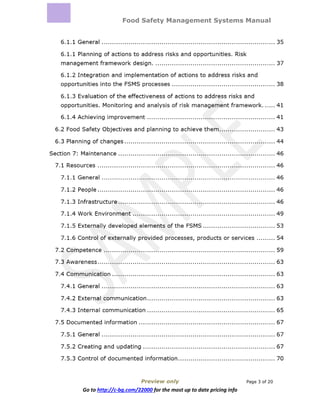 ISO 22000:2018 FSMS manual template (preview) | PDF