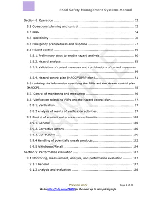 ISO 22000:2018 FSMS manual template (preview) | PDF