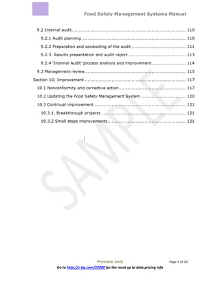 ISO 22000:2018 FSMS manual template (preview) | PDF