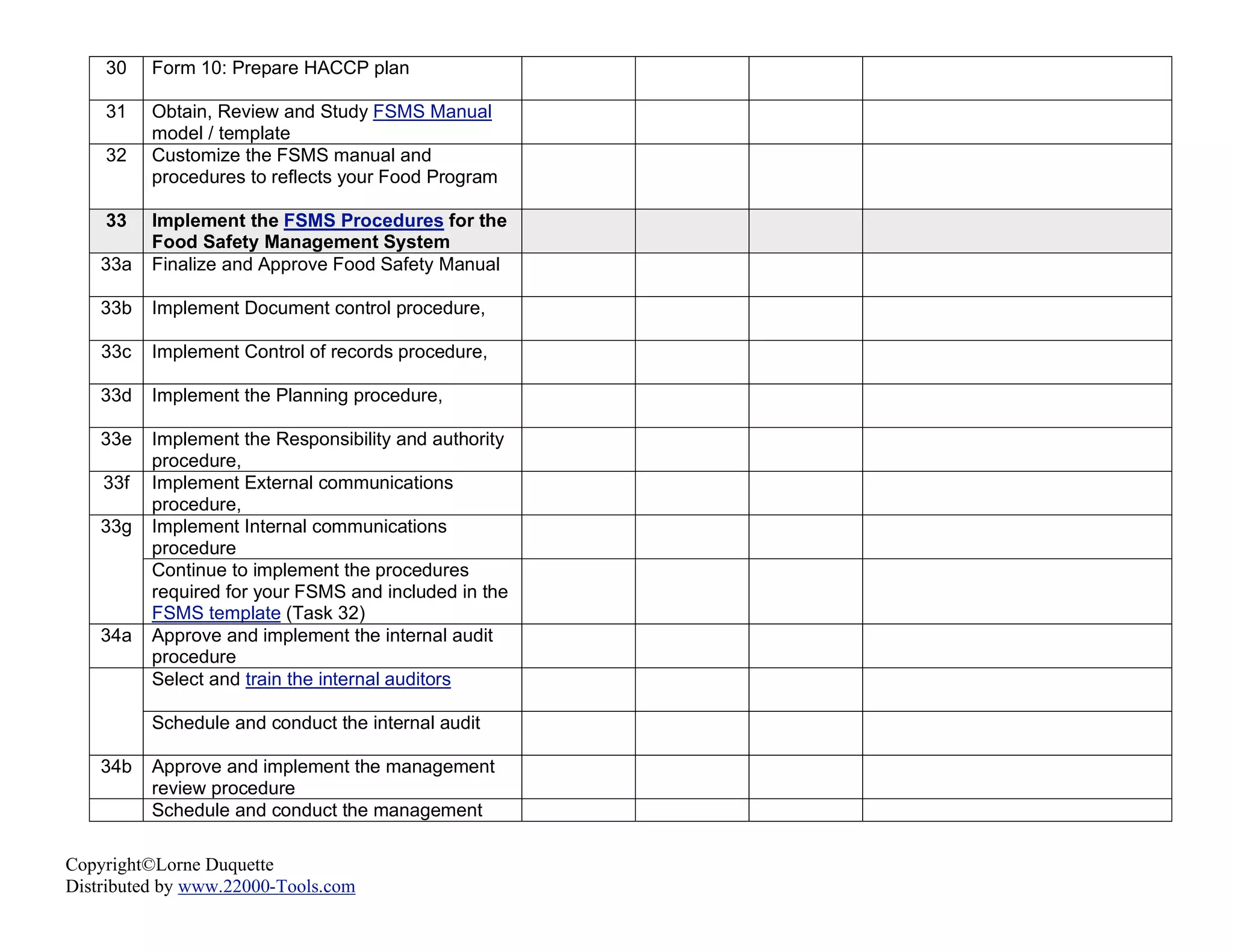 22000 FSMS Action Plan | PDF