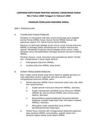 Panduan Penilaian Amdal digunakana untuk praktisi | PDF