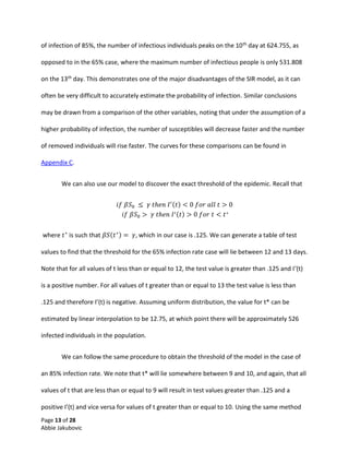Mathematical Model of Varicella Zoster Virus - Abbie Jakubovic | PDF
