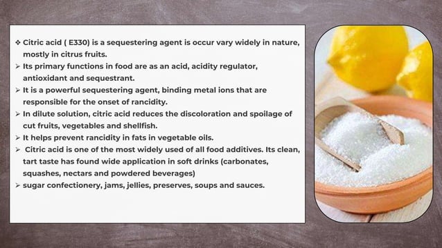 Sequestering agents as food additives ppt | PPTX | Desserts and Baking | Food & Drink