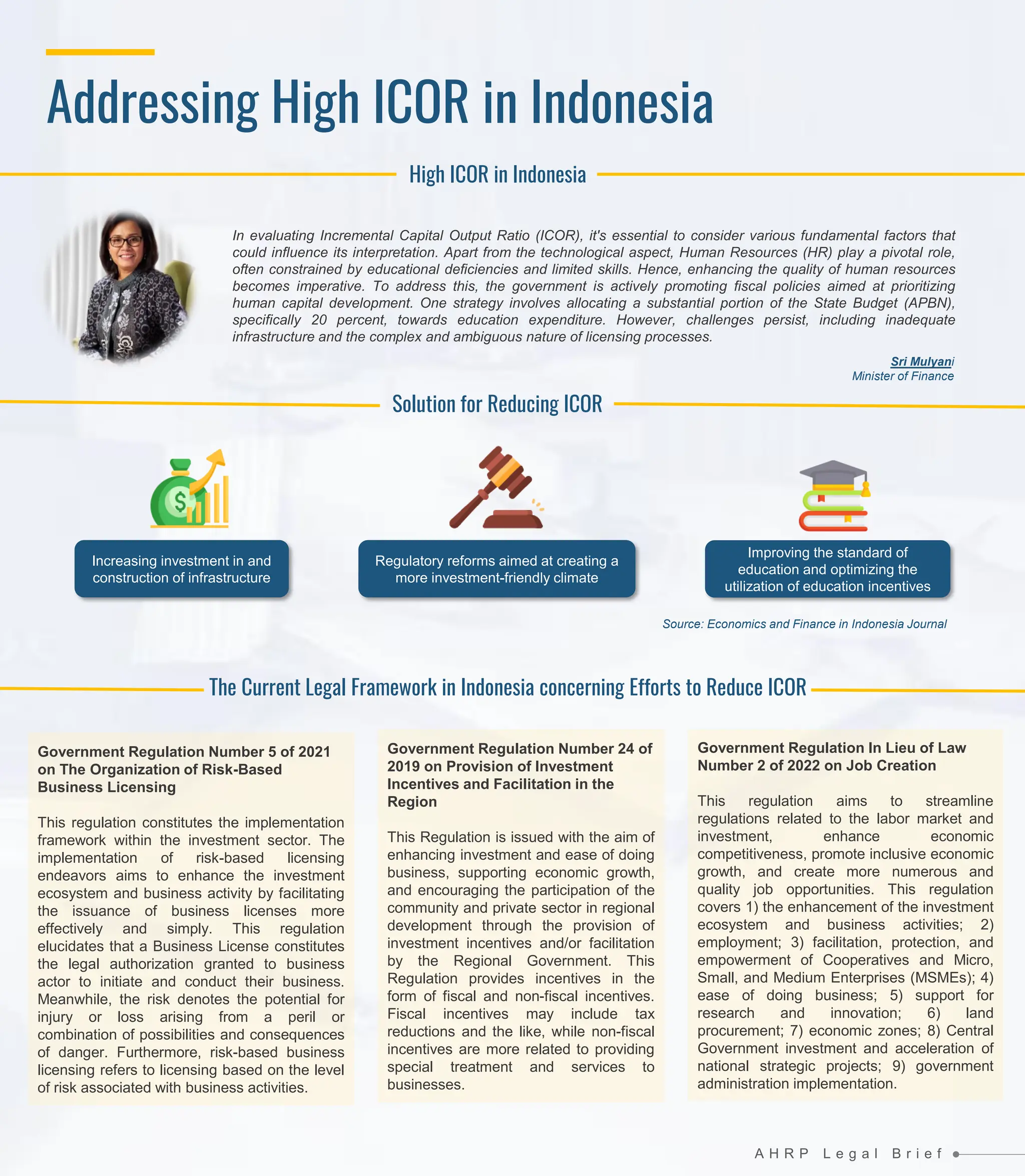 Reducing the Incremental Capital Output Ratio (ICOR) from a legal ...