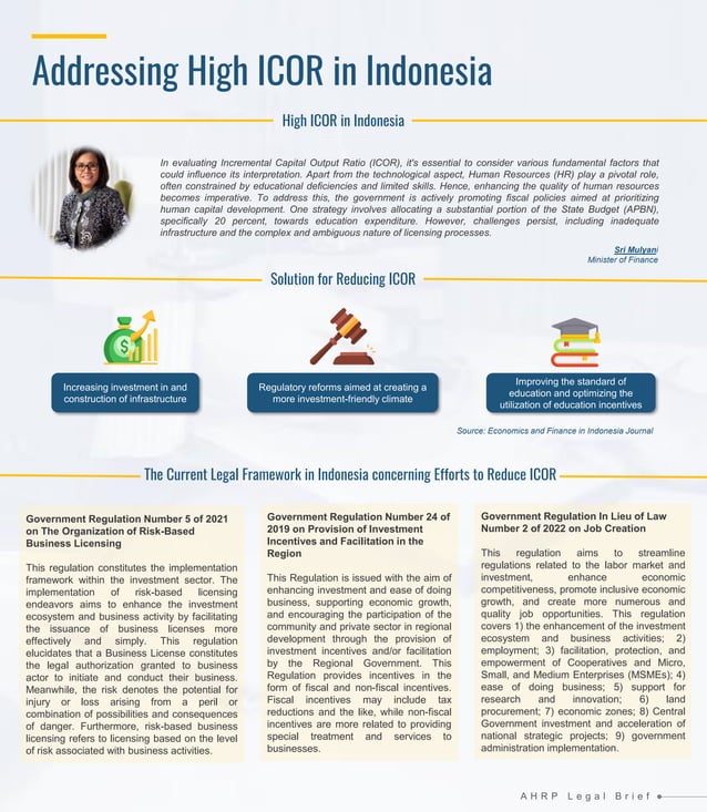 Reducing the Incremental Capital Output Ratio (ICOR) from a legal ...