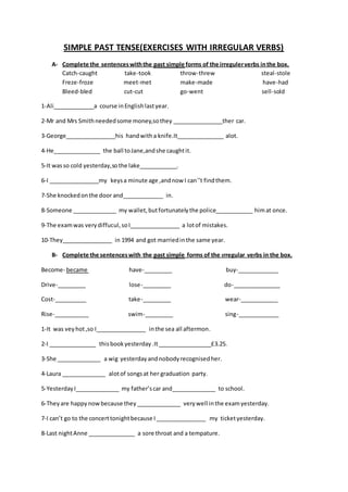 Verbos Irregulares - Ejercicio 1 | PDF