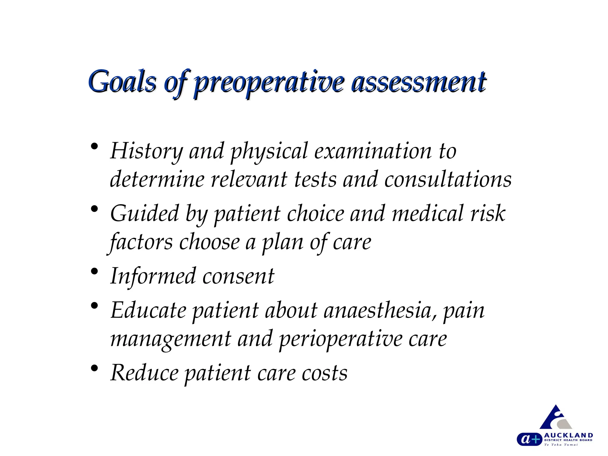 PREOPERATIVE EXAMINATION ASSESSMENT SLIDE | PPT