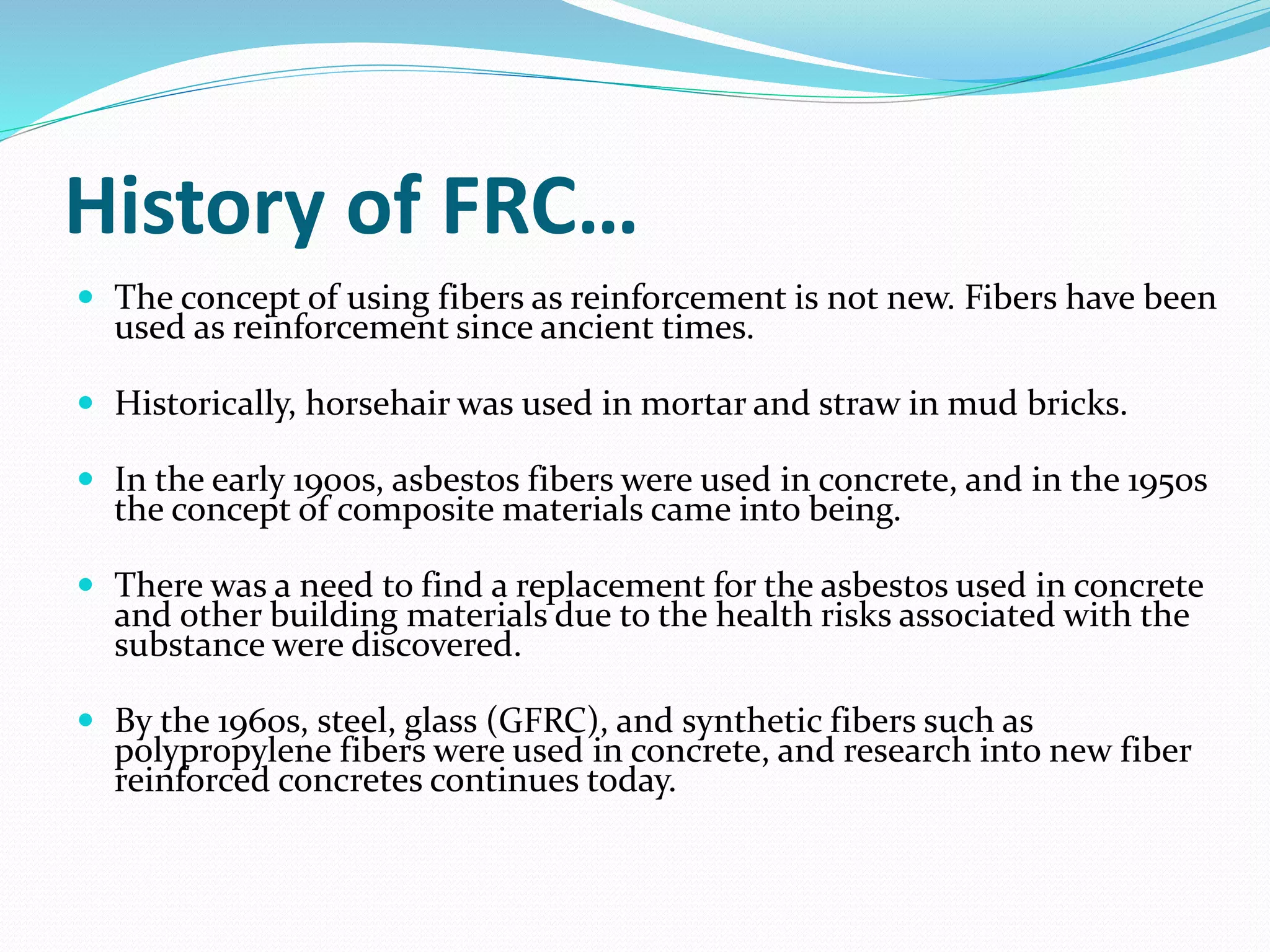 a project on fibre-reinforced-concrete. | PPTX