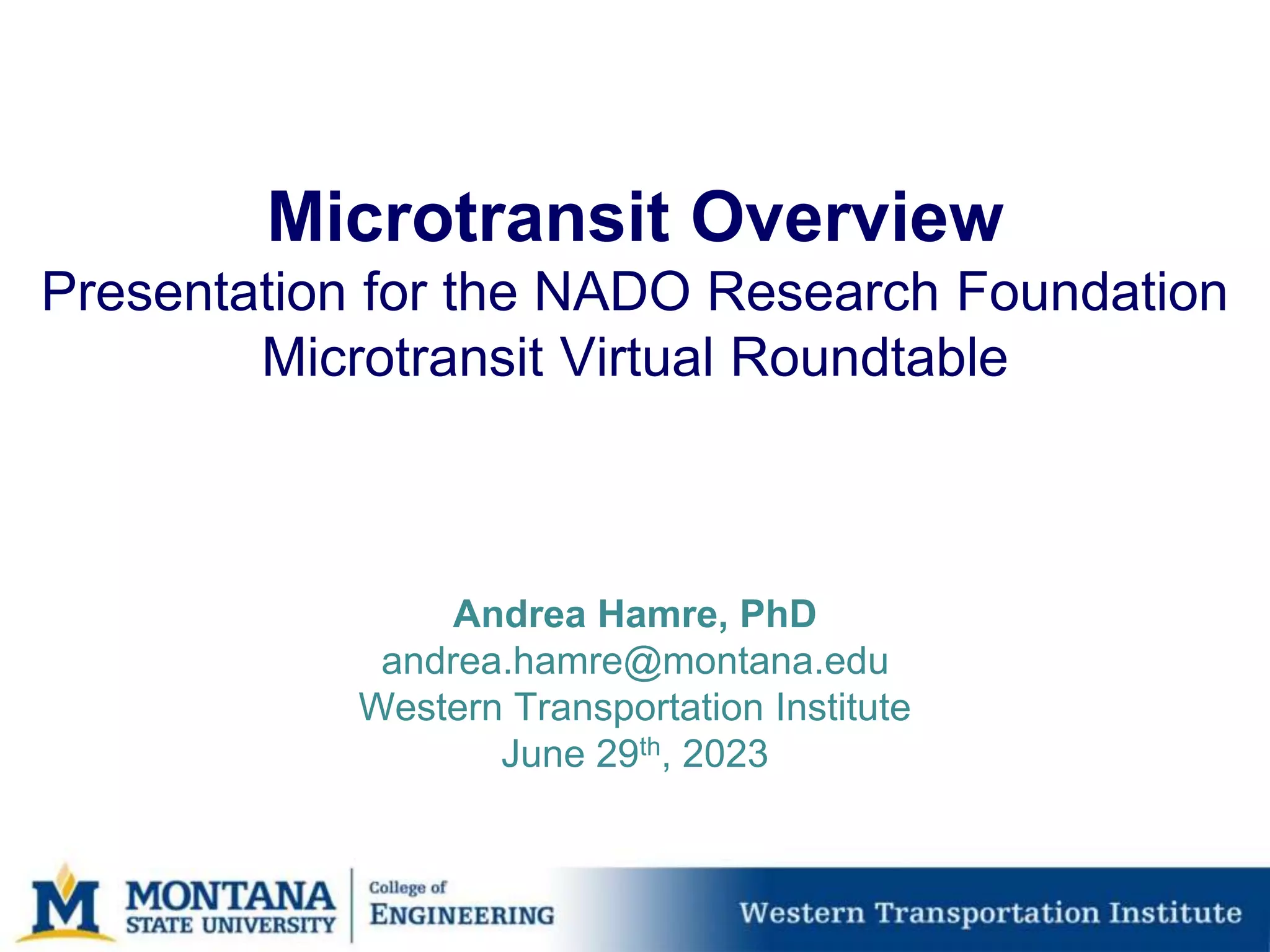 Microtransit Overview: A Research Perspective | PPTX