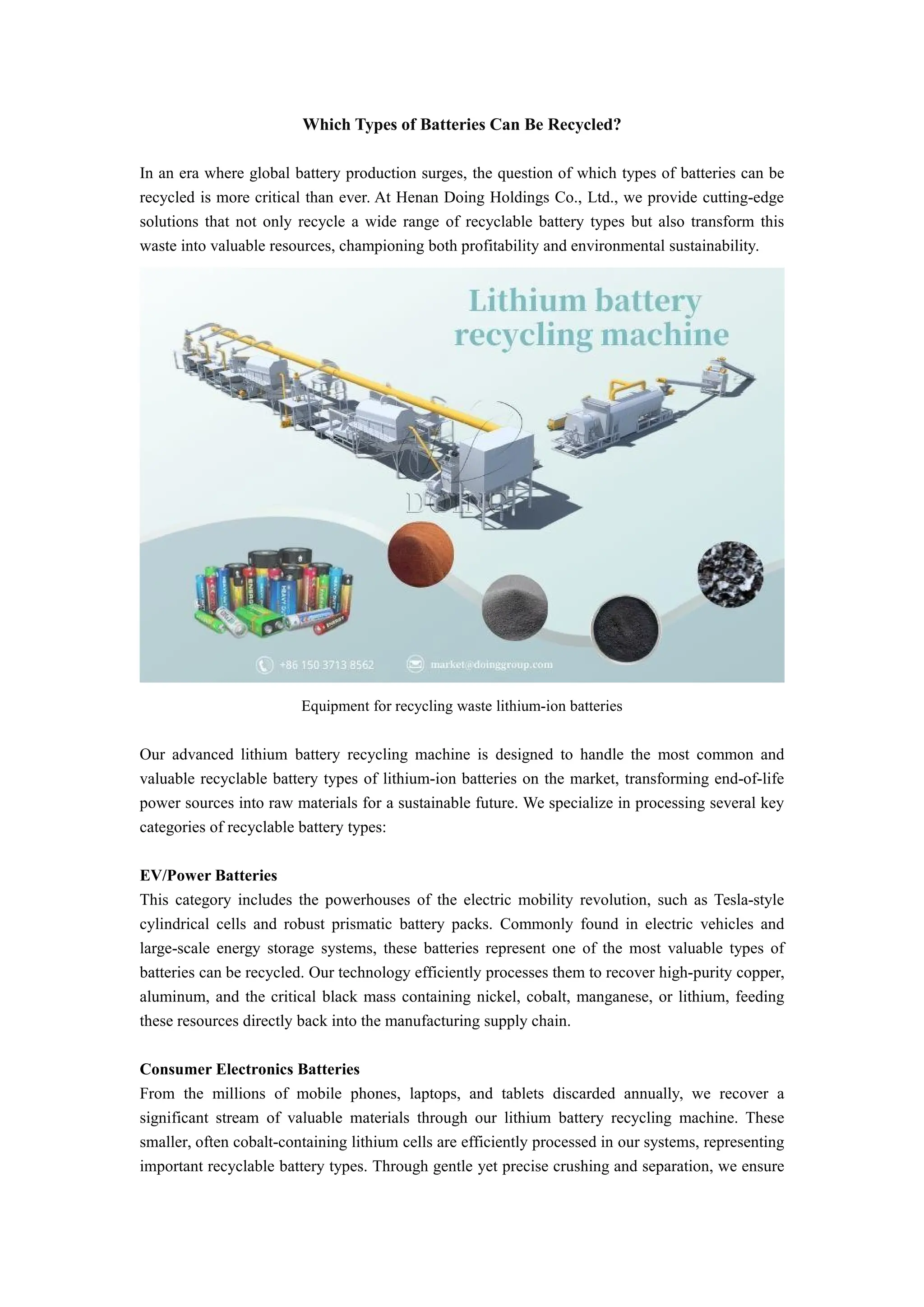 Which Types of Batteries Can Be Recycled? | PDF